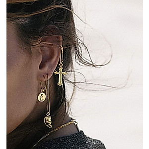 Cross Earrings for Women14K Gold Plated Dangle Vintage Hoop Drop Faith Earrings Jewelry Gifts Gold Cross Earrings for Women