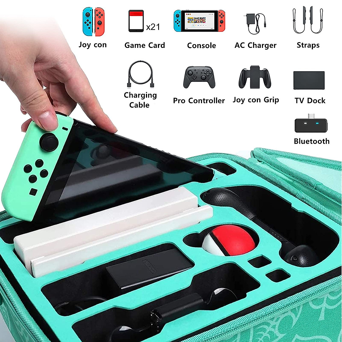 LYCEBELL Travel Carrying Case for Nintendo Switch, Hard Shell Protective Carry Bag [New Leaf Crossing Design]