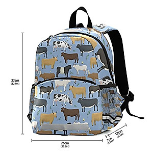 Glaphy Bulls Cows Farm Animal Backpack for Kids, Boys and Girls, Toddler Backpack for Daycare Travel School, Preschool Bookbag with Chest Strap