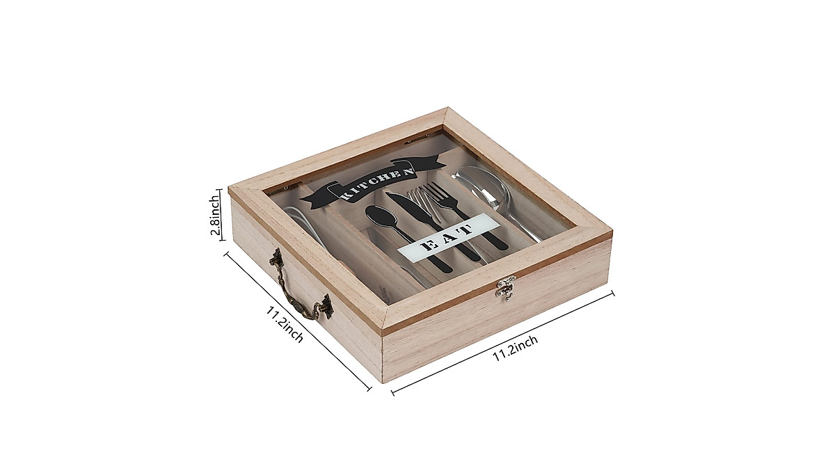 WPKLTMZ Wooden Cutlery Box with Lid – Eco-Friendly Kitchen Organizer