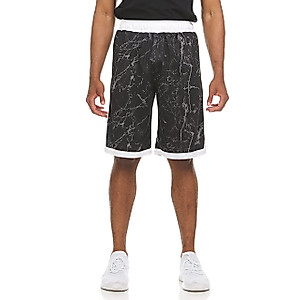 Spalding Mens Marble Performance Basketball Short, 10" Inseam, Black Marble, S
