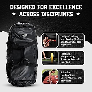 Superare Enorme Gear Bag – Versatile Gym Bag, Backpack Duffle Bag Combo, Ideal Boxing Duffle Bag or Duffle Bag for Men with Ventilation and Moisture-Resistant Fabric - Black