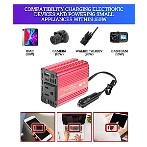 Zlirfy Car Inverter,Power Inverter,150W Car Power Inverter,Car to Outlet Adapter with USB+Type-C PD Dual Interface,Car Accessories Car Power Adapter,Car Plug Outlet Adapter