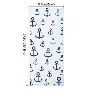 100 Pieces Nautical Anchors Party Bags Nautical Candy Cellophane Bags Heat Sealable Treat Bags with 100 Pieces Gift Twist Ties for Nautical Beach Decoration Themed Party(Blue, Red) (Blue)