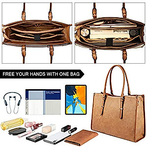 Laptop Bag for Women 15.6 Inch Waterproof Lightweight Leather Laptop Tote Bag Womens Professional Business Office Work Bag Briefcase Large Computer Bag Shoulder Handbag Brown