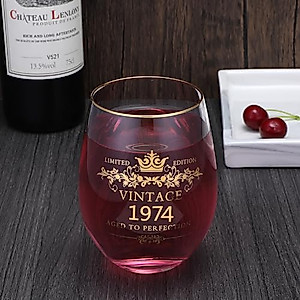 1974 50th Birthday Gifts for Women Men 15 Ounce Wine Glasses Classic Birthday Gift Water Tumbler Juice Cup Happy Birthday Present .1974 Vintage Edition 50th Anniversary, Reunion Gift for Him or Her