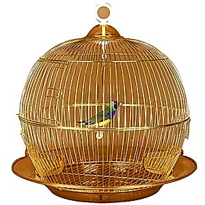 YHRJ Flight cage for Parakeets Decorative Bird Cages Home Decor,Affordable Retro Golden Bird Cage, Elegant Decoration Parrot Cage, Dove Pearl Bird Canary Cage, Luxury Package (Color : Gold a)