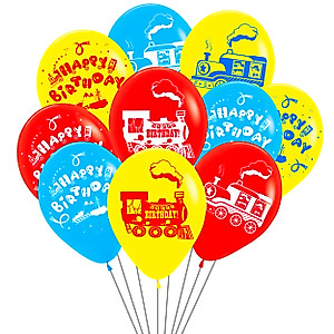 Train Party Decorations Train Birthday Party Supplies Railroad Happy Birthday Party Banners Cake Topper Steam Train Cupcake Toppers Railway Vehicle Ballons for Train Theme Baby Shower Supplies