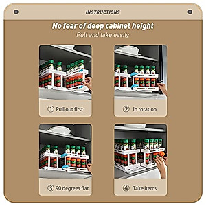 MDHAND Rotating Spice Rack Organizer, Multi-function Spice Rack Organizer For Cabinet, Kitchen Double Layer Rotating Spice Rack Organizer Cabinet/Pantry Wall/Countertop