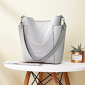 BOSTANTEN Leather Bucket Handbag Designer Hobo Shoulder Handbags Set with Clutch Purses Bundle with Leather Wallets for Women RFID Blocking Zip Around Credit Card Holder