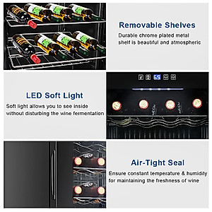 28 Bottle Wine Cooler Refrigerator Inverter Compressor Wine Fridge Cabinet for Countertop or Table Home Freestanding with Lock,Quiet Operation Adjust Temperature 41°F-64°F Small Cooling Wine Cellar for Alcohol Drinks With Digital Touch Display