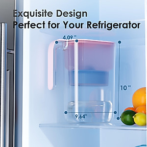 Waterdrop Alkaline Elfin 5-Cup Water Filter Pitcher with 1 Filter, Healthy, Clean & Toxin-Free Mineralized Alkaline Water (100 Gallons), Up to PH 9.5, BPA Free, Pink