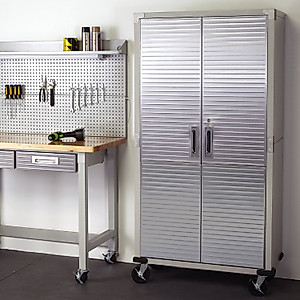 Seville Classics UltraHD Solid Steel Rolling Lockable Metal Storage Cabinet Locker Organizer w/Adjustable Shelves for Garage, Warehouse, Office, Classroom, 36" W x 18" D x 72" H, Granite Gray