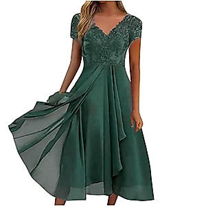 Women's A Line Chiffon Lace Mother of The Bride Dress Long Formal Evening Gown with Long Sleeves Graduation Prom Dress