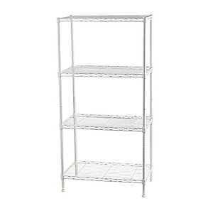 Multi-use Shelving Unit 4-Tier Space-Saving Metal Shelving Storage Rack Heavy Duty Metal Shelf Organizer for Home Office Kitchen Bathroom Garage Closet Dormitory 21x13x43
