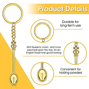 Lusofie 8 Pcs Mini Crown Spoon Keychain Pendant Tiny Spoon Alloy Spoon Necklace Small Spoons With Key Ring For Digging Condiment Sand And Making Keychains Necklaces Bracelets Accessories(4 Colors)