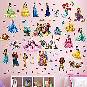 KEOJUE Princess Wall Decals Stickers, Peel and Stick Wall Decals for Girls Room Removable Wall Art Decor for Baby Nursery Girls Bedroom