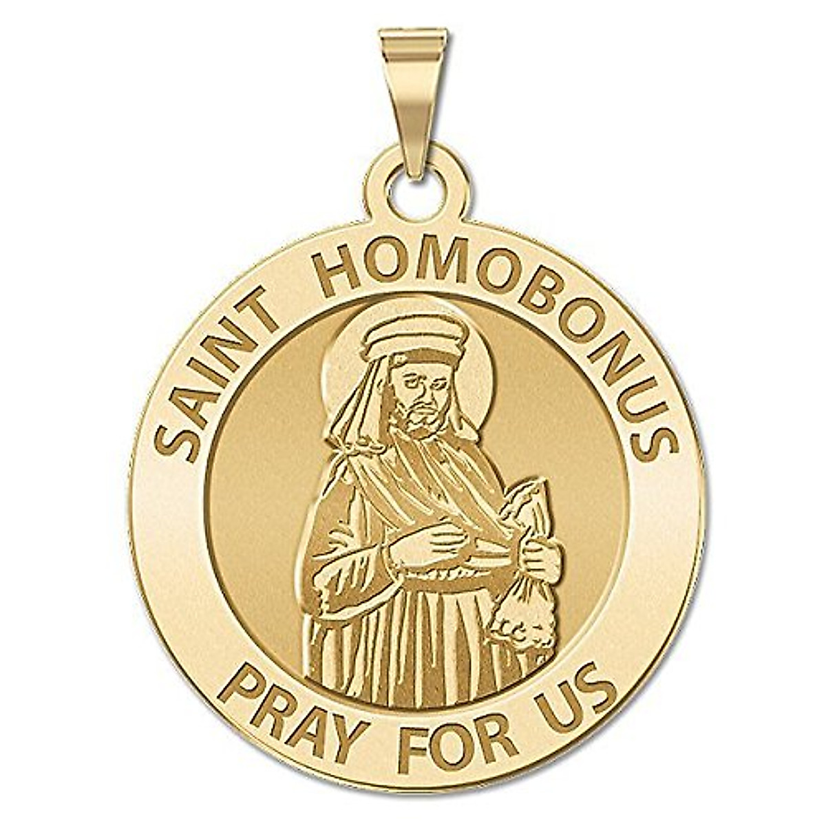 PicturesOnGold.com Saint Homobonus Religious Medal - 1 Inch Size of a Quarter -Sterling Silver