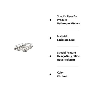 Pull Out Cabinet Organizer - Slide Out Under Cabinet Basket for Kitchen, Bathroom, Pantry Heavy Duty Slide Out Shelves, Requires At Least 15” Cabinet Opening (14.6W x 22D x 5.5H inch, Chrome)