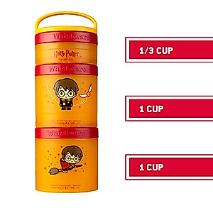 Whiskware Harry Potter Stackable Snack Containers for Kids and Toddlers, 3 Stackable Snack Cups for School and Travel, Harry Potter