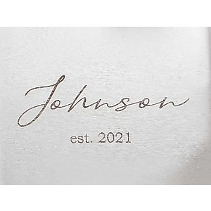 Josephine Thomas Home Personalized Noodle Board Last Name + Est Date in Soft Ivory, Lightly Distressed, Stove Cover