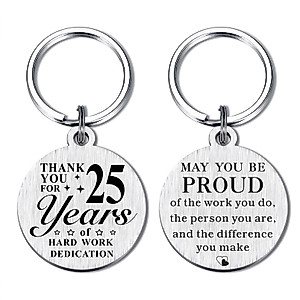 ABNTY 25 Year Work Anniversary Employee Gifts, 25th Work Anniversary Decorations, Thank You 25 Years Employee Anniversary Keychin Gifts