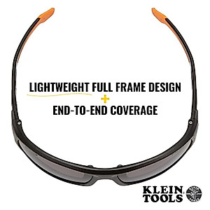Klein Tools 60164 Safety Glasses, Professional PPE Protective Eyewear with Full Frame, Scratch Resistant and Anti-Fog, Gray Lens