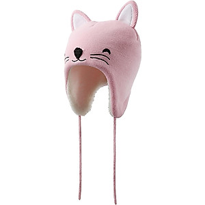 Brook + Bay - Sherpa Baby Animal Hats for Winter, Toddler Animal Ear Hat, Baby Hat Animal Ears, Baby Winter Hat for Boys & Girls - Pink Cat