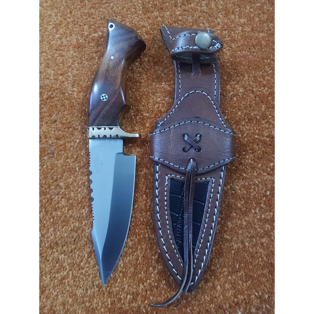 Handmade 420C Stainless Steel 10 inch Rose Wooden Handel Fixed Blade Hunting Bowie Knife Best For Outdoor & Indoor Camping Hunting Fixed blade knife