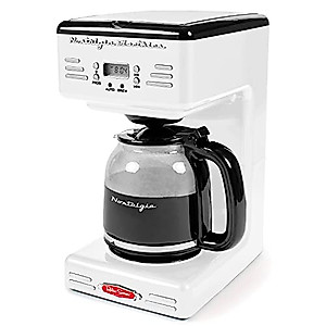 Nostalgia Retro 12-Cup Programmable Coffee Maker With LED Display, Automatic Shut-Off & Keep Warm, Pause-And-Serve Function, White