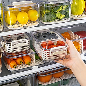 Felli Duo Fresh Produce Saver Container for Fridge + Vent, ALL IN ONE Fruit & Veggie Washing Basket with Drainer, Colander Tray | Kitchen Refrigerator Bin for Berry Vegetable Salad Keeper, Gifts