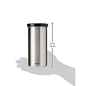 Brabantia Senseo Coffee Pad Storage Jar- Fingerprint Proof Matt Steel Black Lid