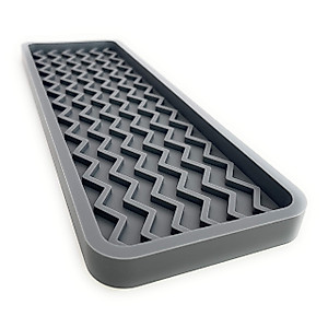 Happitasa Silicone Kitchen Sink Organizer Tray and Sponge Holder | Zigzag Style (Cool Grey, 12" x 4")
