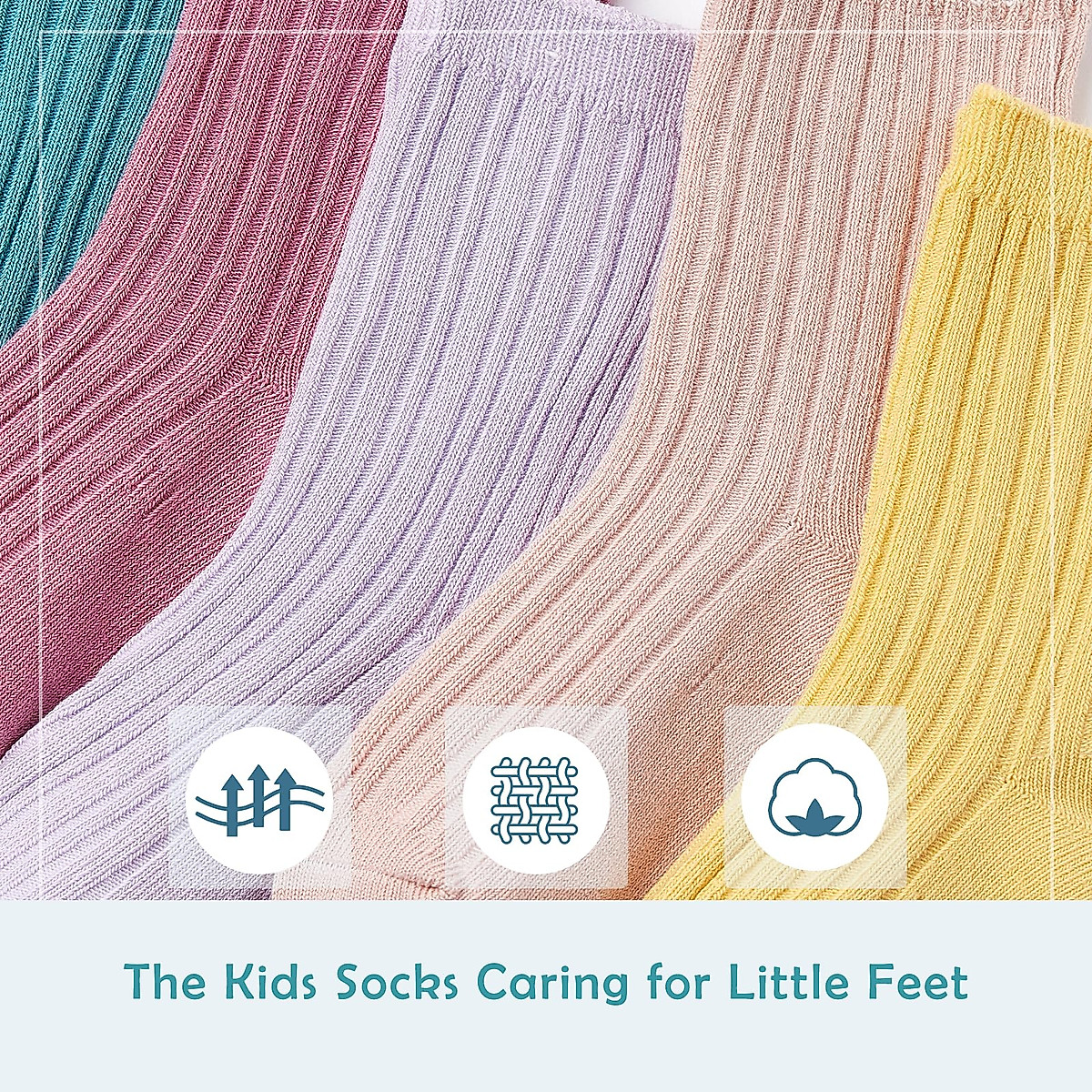 Moon Tree Big Girls Cotton Socks for Kids Seamless Crew Socks Cartoon Quarter Socks 6 Pack 8-10 Years