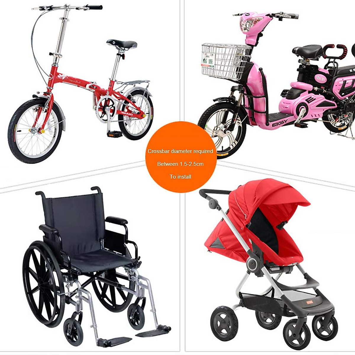 Bicycle Umbrella Stand - Stainless Steel Bicycle Wheelchair Bicycle Mount Holder, Umbrella Bar Holder Wheelchair Baby Chair Bike Umbrella Frame Stand Handle Umbrella Connector Stroller Holder