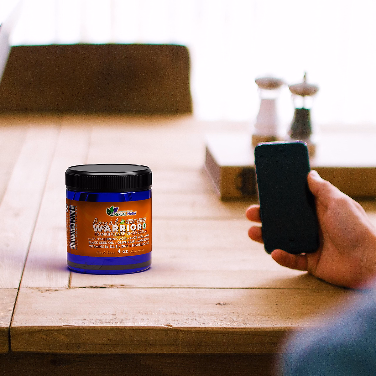 Herbal Mana Royal Warrior with 5000mg Hemp Lotion - 99.9% Pure DMSO Cream, Magnesium & Frankincense Essential Oil - Organic MSM Muscle & Foot Relaxer, Skin Vitality, Nerve & Neck Relief Massage Cream