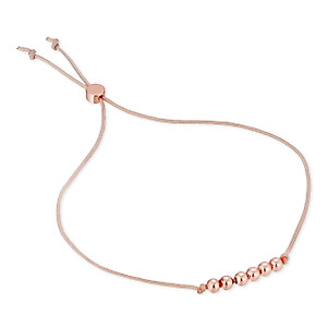 Lucky Feather 60th Birthday Gifts for Women - 14K Rose Gold Dipped Beads Bracelet on Adjustable Cord, 60th Birthday Jewelry Gift Ideas for 60 Year Old Woman