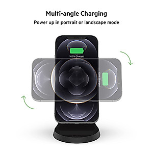 Belkin Magnetic Wireless Charger, (Power Supply Included) Wireless Charging Stand, Compatible with MagSafe for iPhone 12, 13, Pro, Pro Max, and Mini - Black