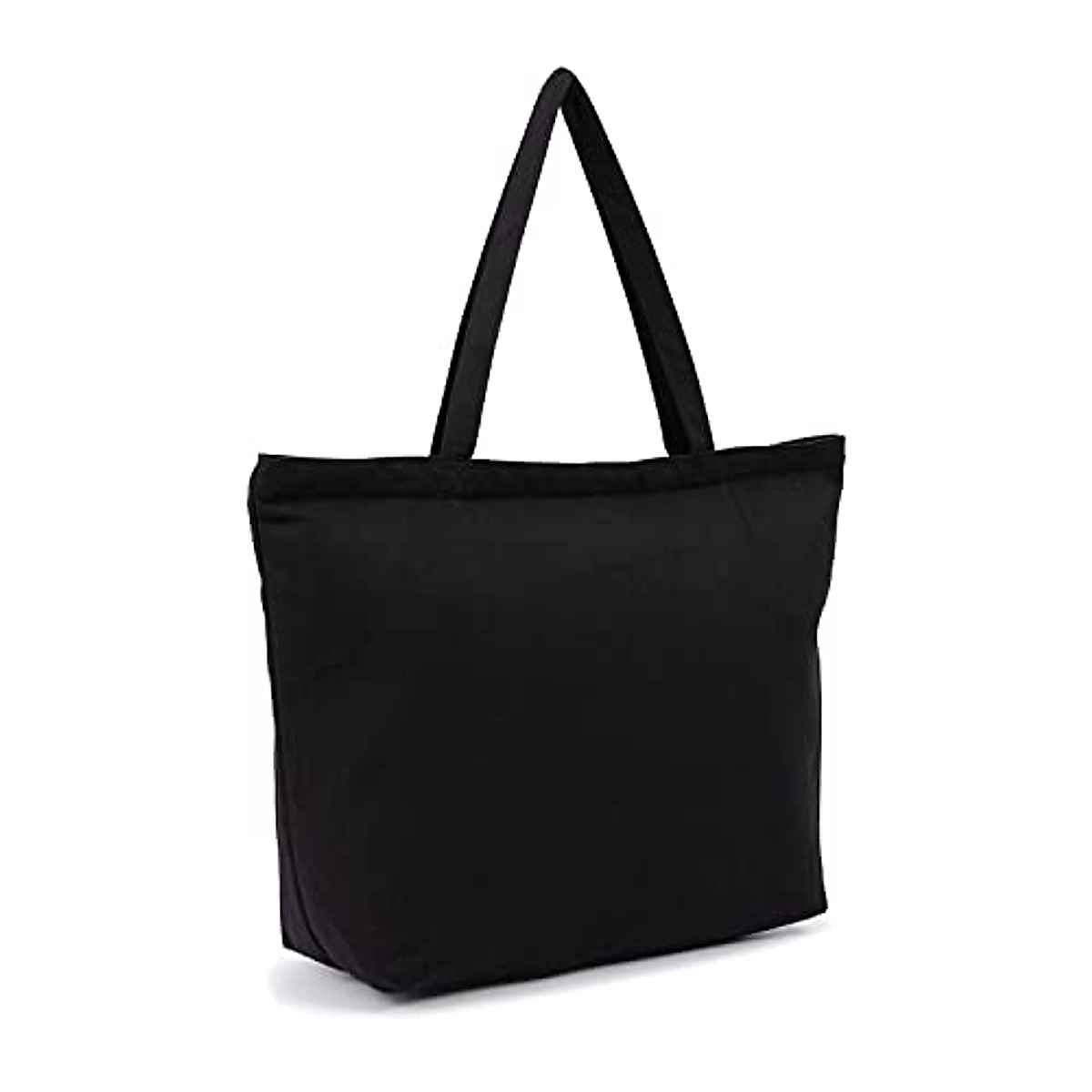 Pshet 1|2 Pack 21'' Canvas Tote Bag Zipper Cotton Bag with Inner Pocket Reusable Grocery Shopping Bag 12oz Cloth Bag DIY Gift,black,pack of 1