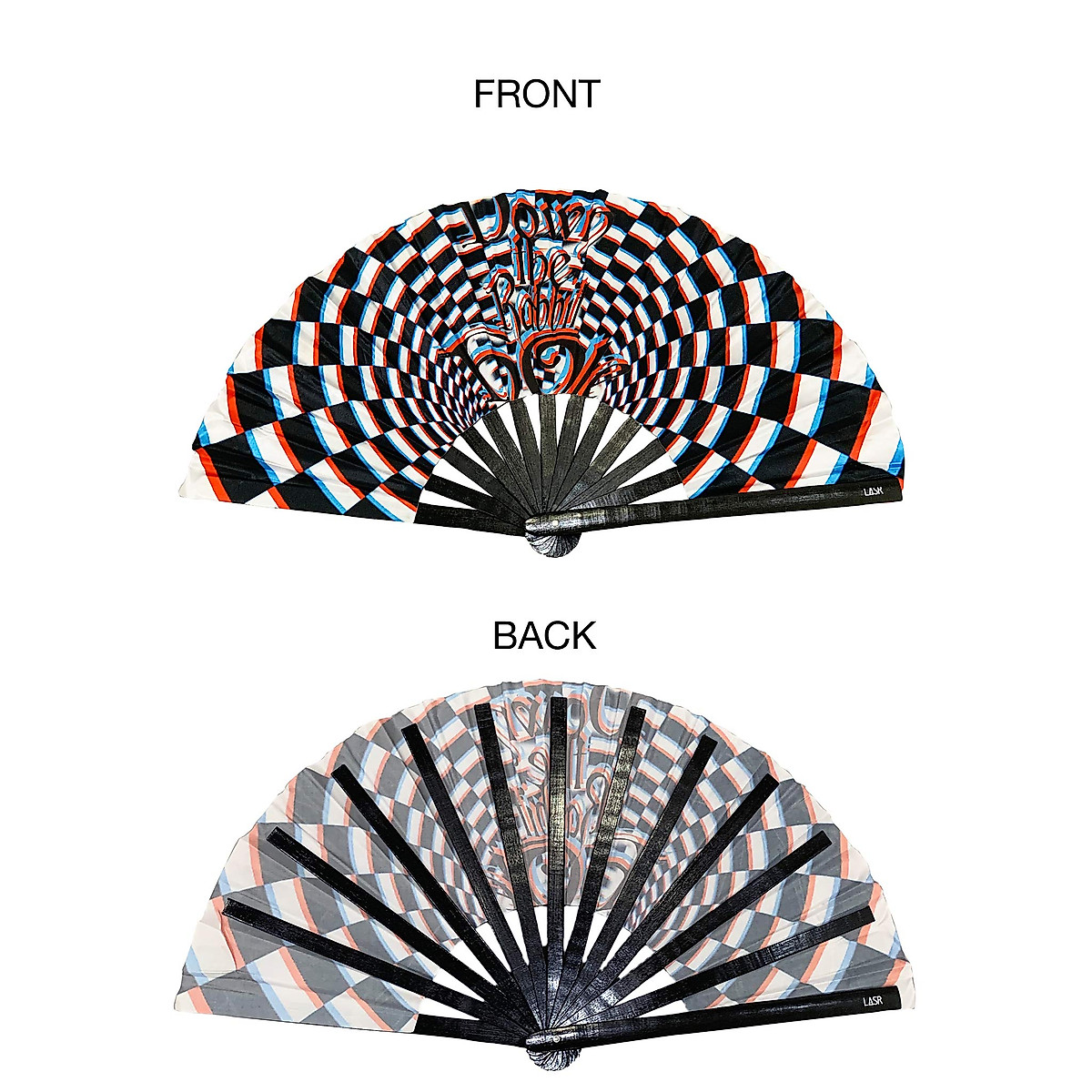 LASR Psychedelic Rabbit Festival Hand Fan, Multi, Rave Gear, Exclusive