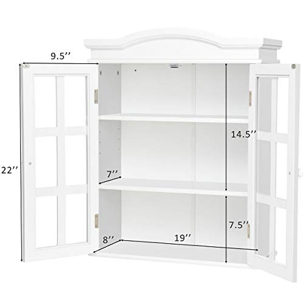 DORTALA Bathroom Cabinet Wall Mount Adjustable Shelf Elegant Two Door Collection Storage Medicine Cabinet, White