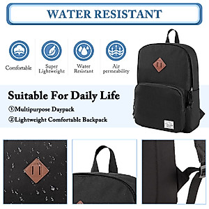 VASCHY School Backpack, Ultra Lightweight Backpack for Men Women Schoolbag Bookbag for Kids Teen Boys Girls Black