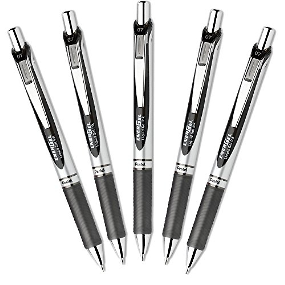 Pentel EnerGel Deluxe RTX Retractable 0.7mm Fine Line Metal Tip Liquid Gel Pen , Black Ink, 3 Set, 5 pens per set
