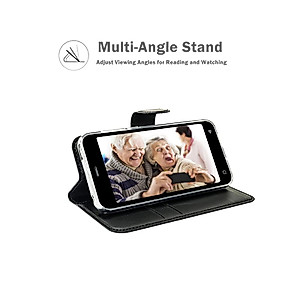 Fixgut Phone Case Compatible with PEAQ PSP 400, Protective Case, Premium Bookcase Leather Case with Card Slots and Stand Function for PEAQ PSP 400, Black