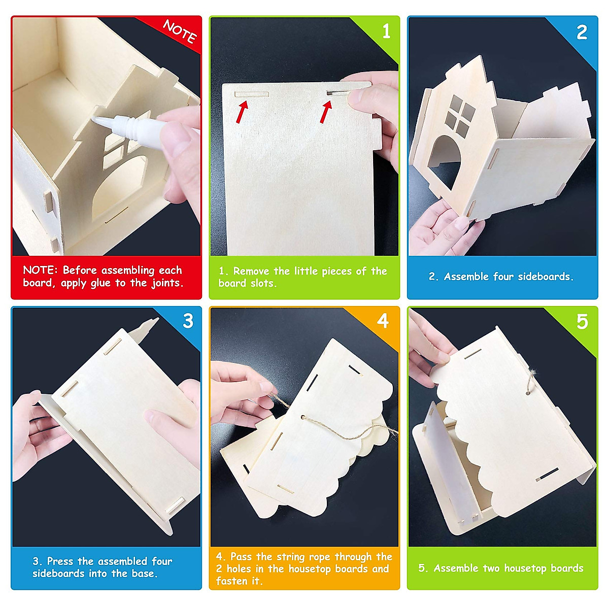 DIY Bird House Kit, 3 Packs Wooden Doodle Birdhouses Set, Arts Crafts Easter Gifts for Age 4-8+ Years Old Girls Boys, Build & Paint Wooden Arts and Painting Craft Toys for Kids Adults