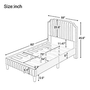 Livavege Full Size Bed Frame, Velvet Upholstered Full Platform Bed Frames with Curved Headboard, Mattress Foundation/Strong Wooden Slats Support/No Box Spring Needed/Easy Assembly, Green