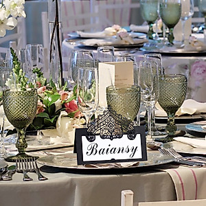 50 Pcs Laser Cut Wedding Place Cards Tented Name Card Folded Cards Blank Cardstock for Wedding, Banquet tables,Table Setting, Buffet, Baby Shower, Bridal Shower (Black)