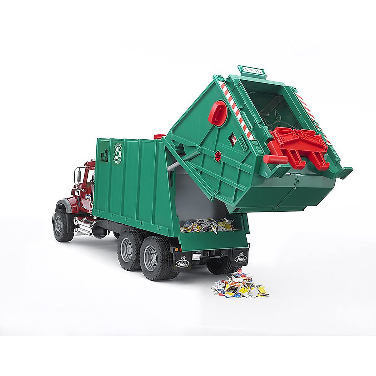 Bruder Mack Granite Garbage Truck (Ruby red-Green)