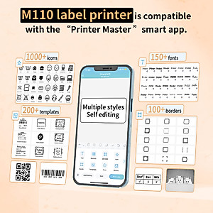 Label Maker Machine,Phomemo M110 Portable Bluetooth Label Printer for Storage, Shipping, Barcode, Mailing, Office, Home, Organizing, Sticker Maker Mini Label Maker with Multiple Templates