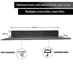 VOHYOV Linear Floating Shelf Wall Mounted Metal Shelves Heavy Duty Industrial Modern Steel Black Linear Metal Wall Shelf Modern Farmhouse Living Room Metal Wall Decor